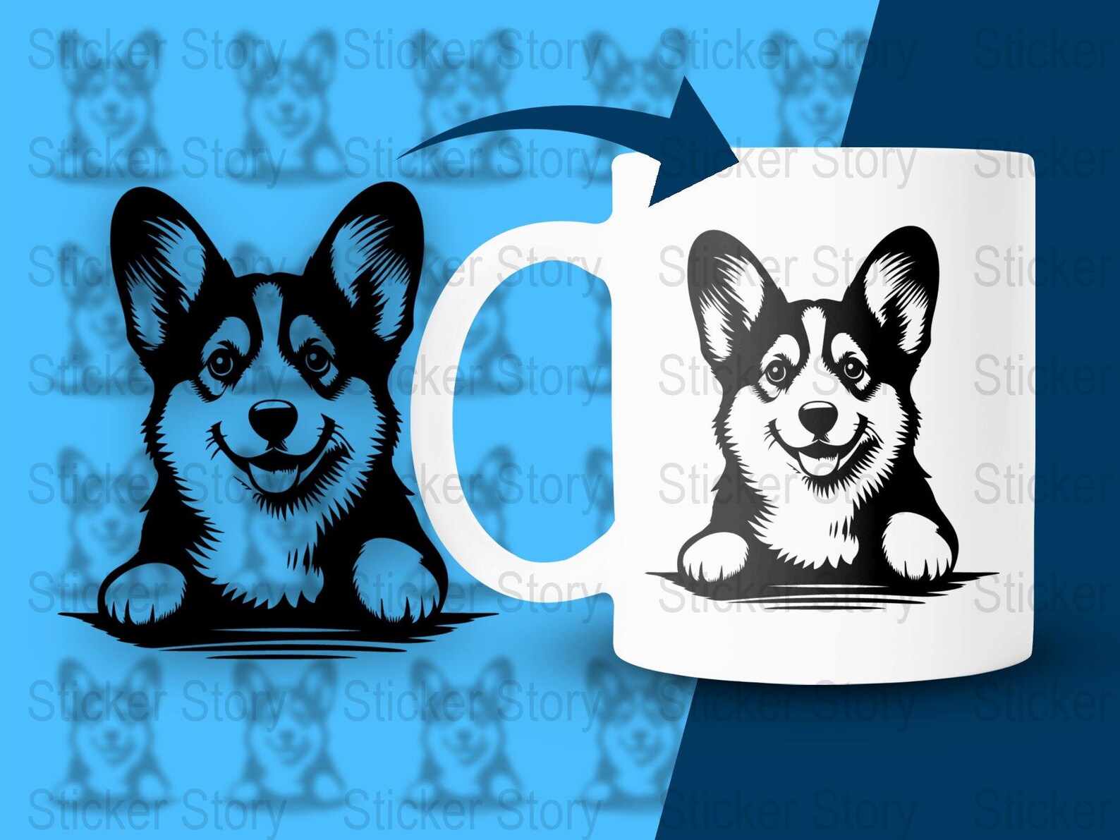 Corgi Vector Art, Cute Dog Digital Download, Pet Illustration Printable ...