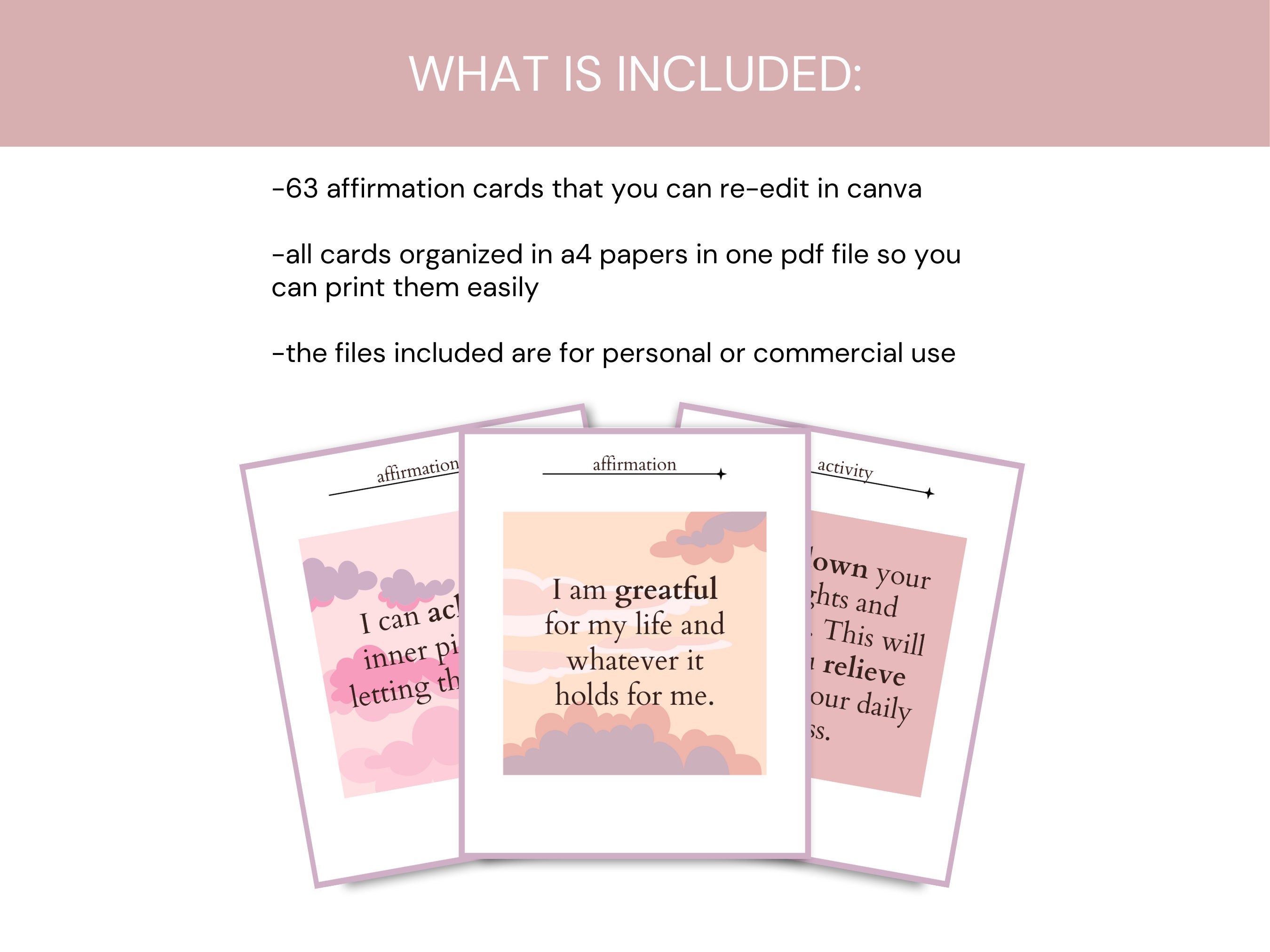 Printable Affirmation Cards Editable Manifesting Cards Self Love Cards ...