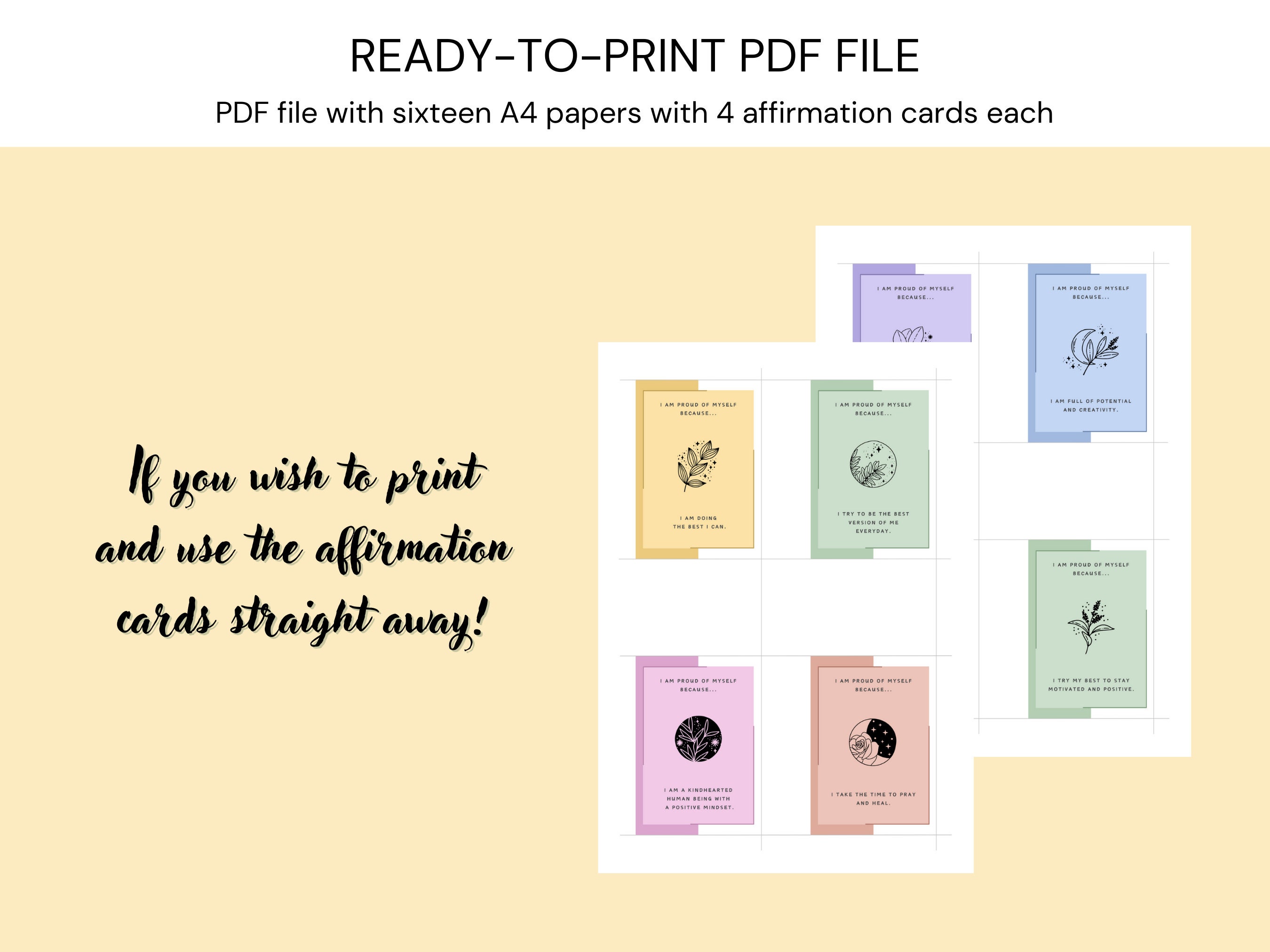 Digital Affirmation Cards Printable Affirmation Cards Editable in Canva ...