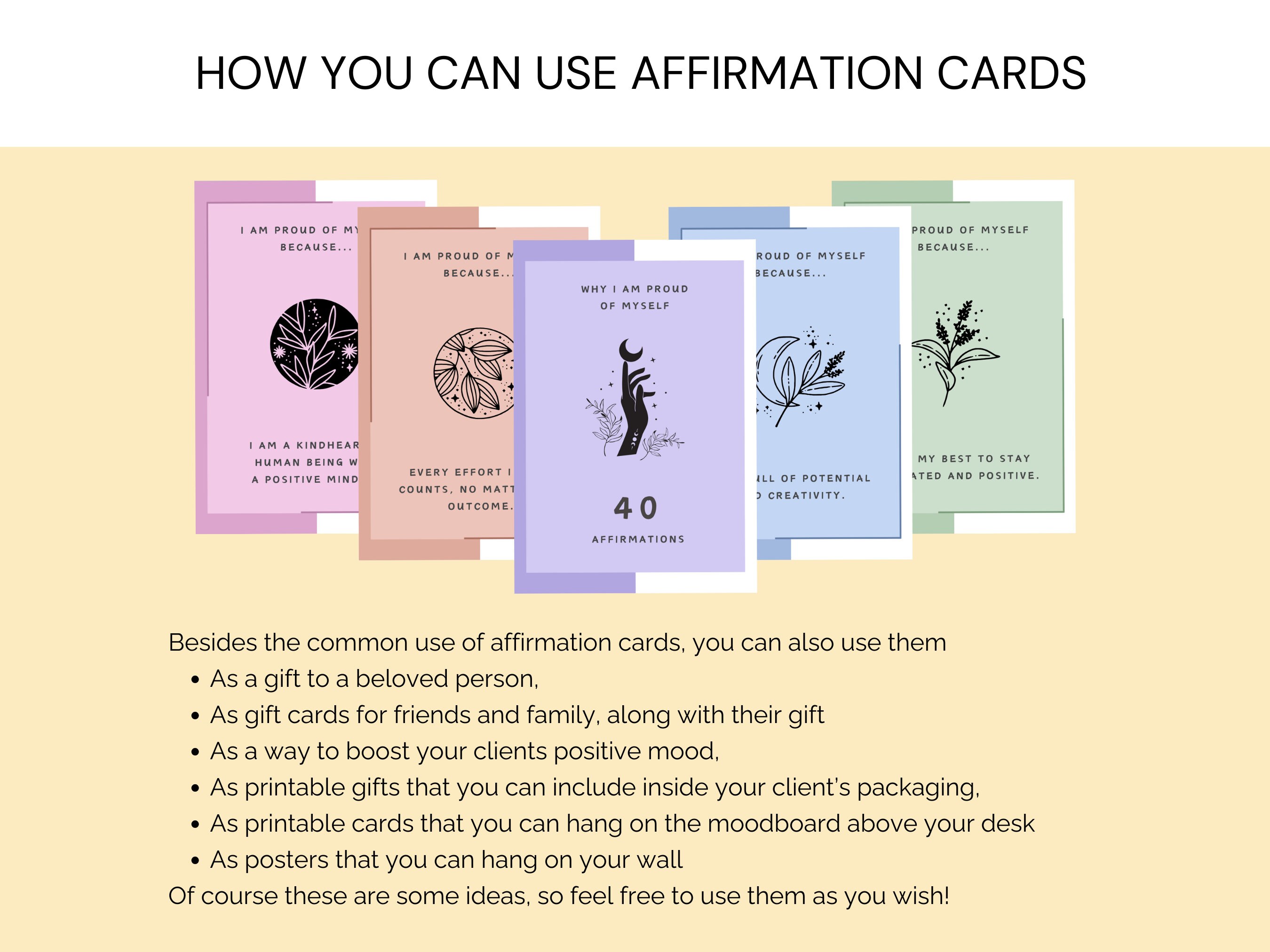 Digital Affirmation Cards Printable Affirmation Cards Editable in Canva ...