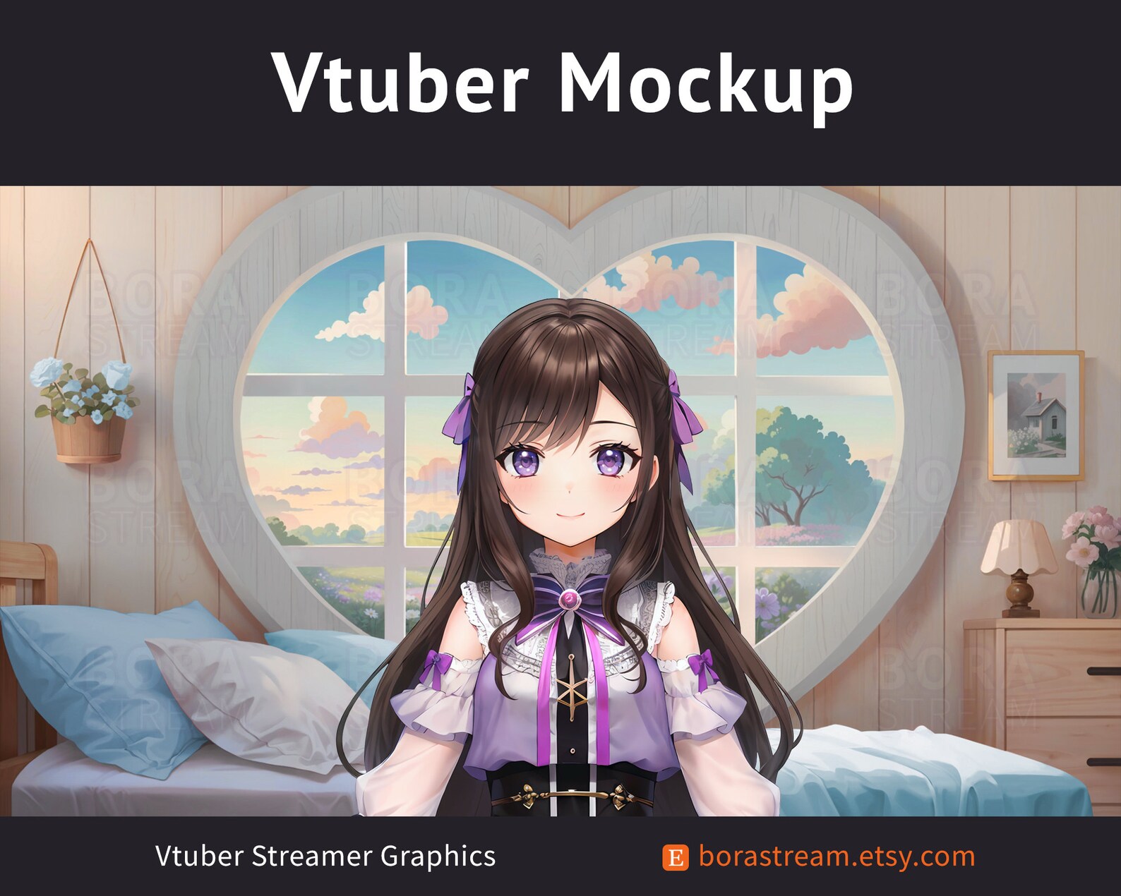 Baby Blue Cottagecore Vtuber Background for Stream Overlay | Cozy ...