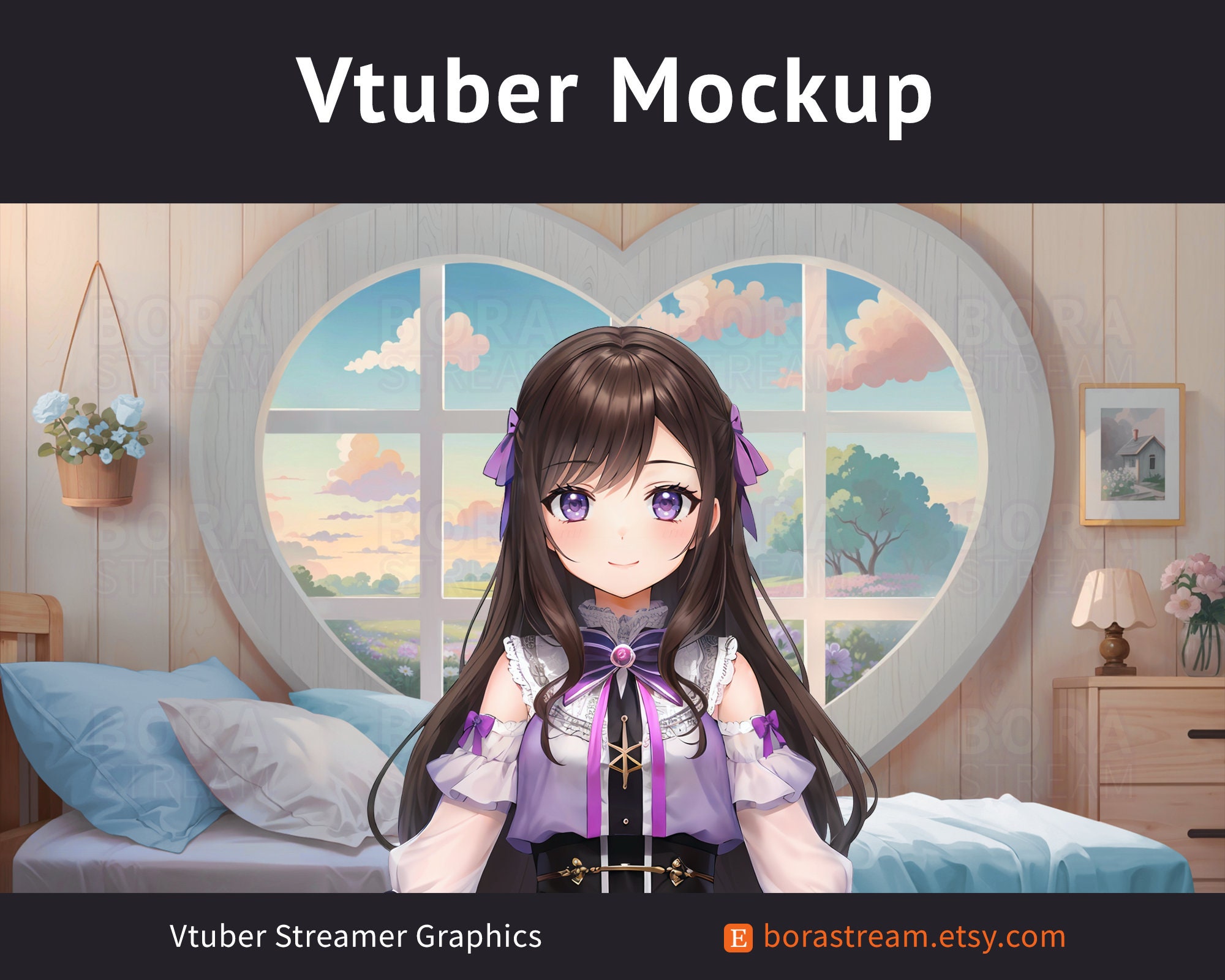Baby Blue Cottagecore Vtuber Background for Stream Overlay | Cozy ...