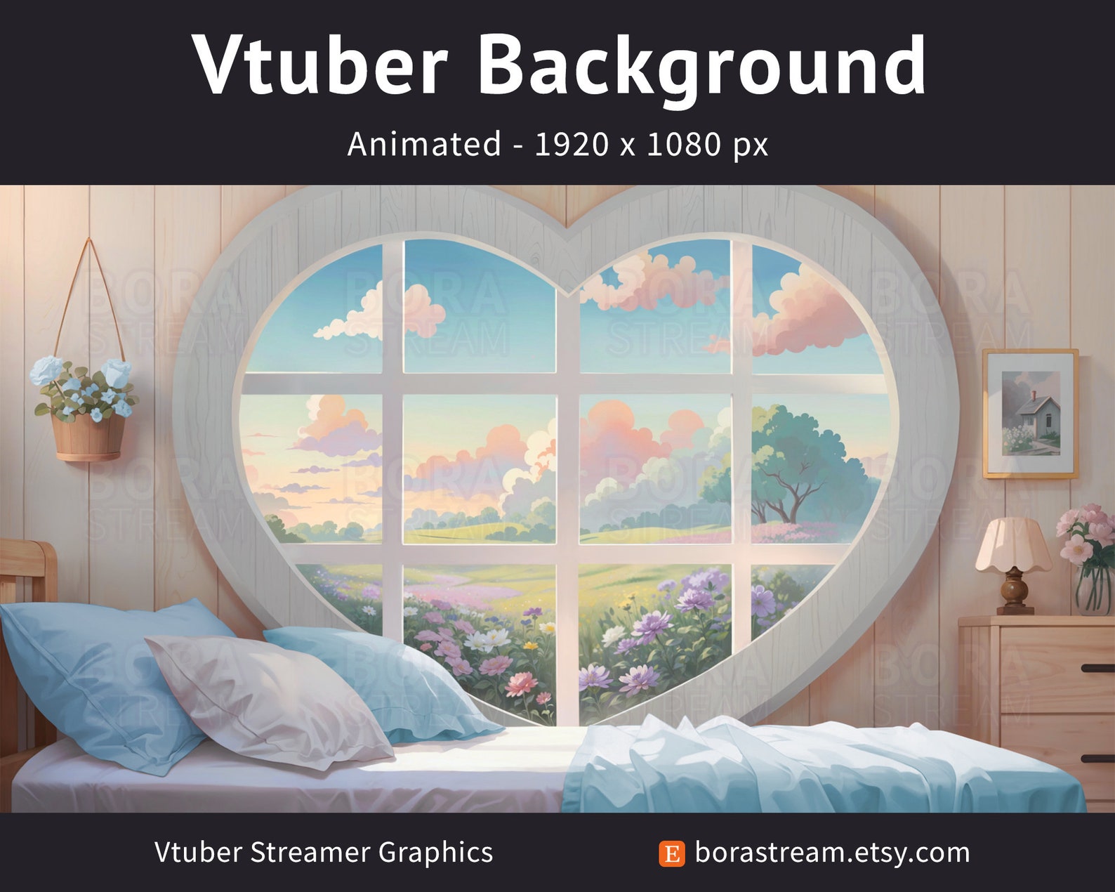 Baby Blue Cottagecore Vtuber Background for Stream Overlay | Cozy ...