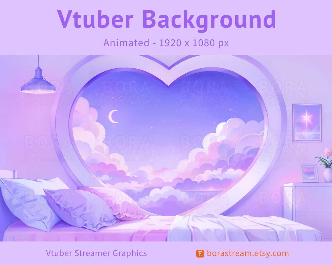 Pastel Dreamy Vtuber Bedroom for Twitch Stream Overlay | Cute Vtuber ...