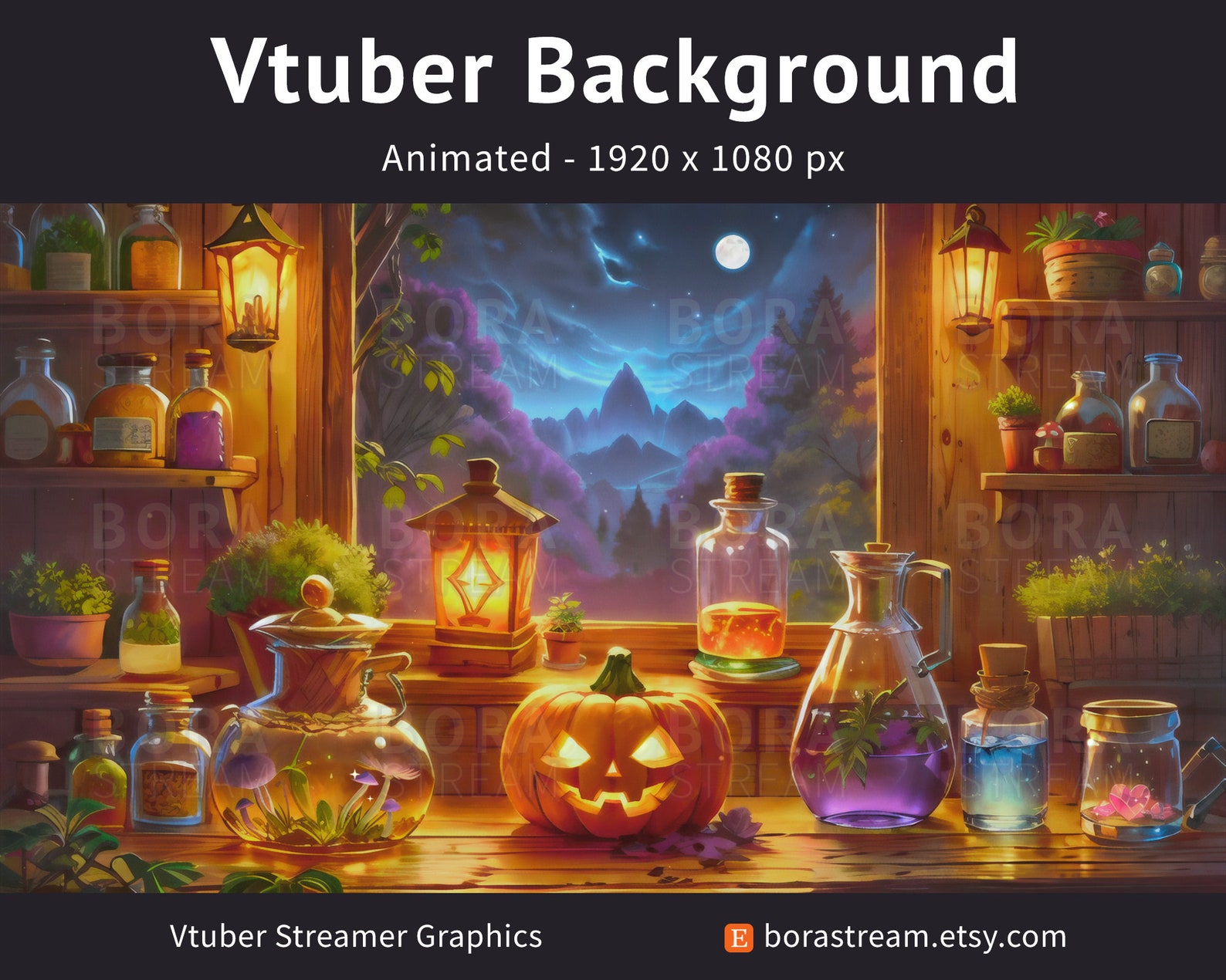 Animated Vtuber Background for Twitch / Youtube Stream Spooky Halloween ...
