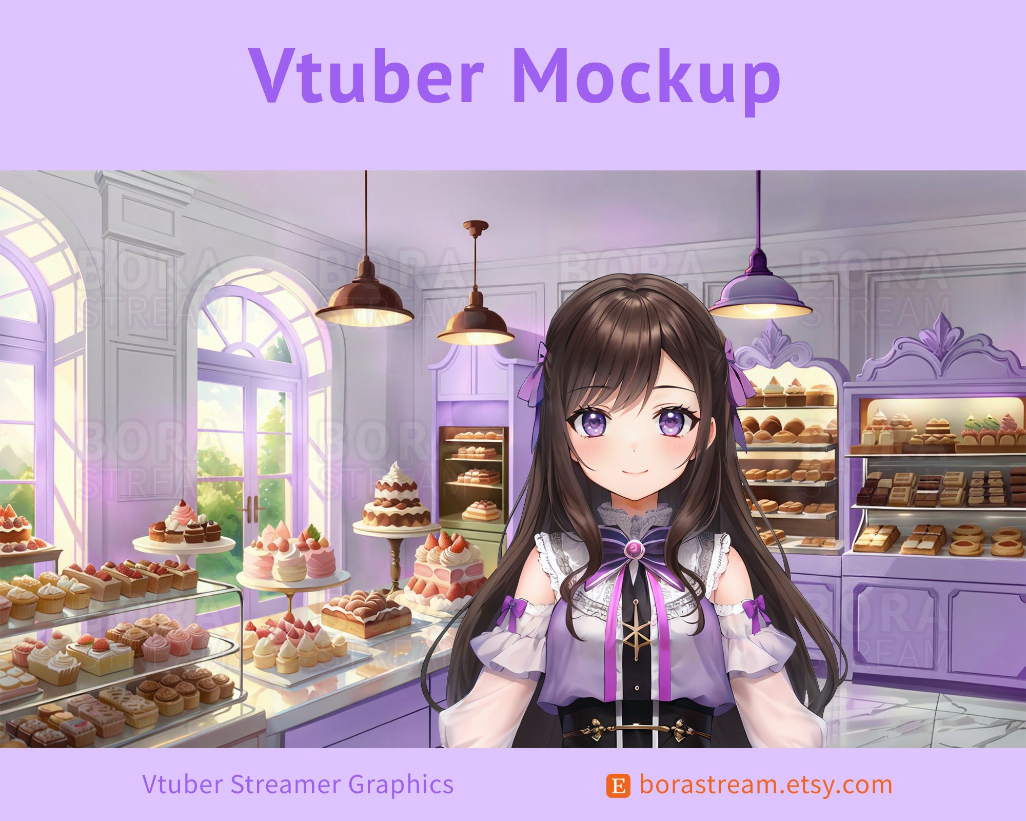 Animated Vtuber Background for Live Stream | Purple Bakery Shop ...