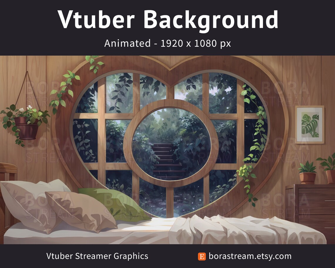 Cozy Rainy Vtuber Background for Stream Overlay | Comfy Vtuber Bedroom ...