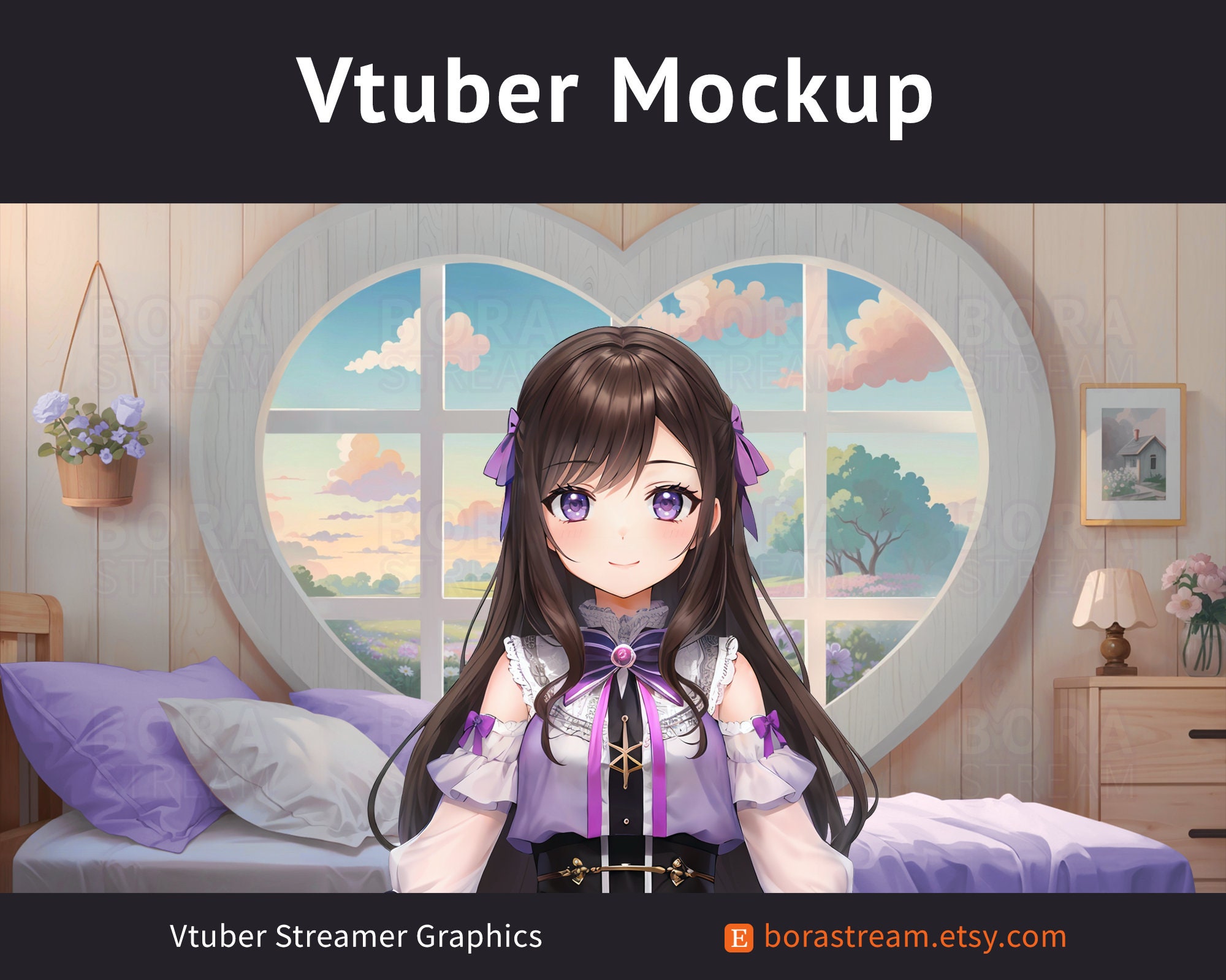 Purple Cottagecore Vtuber Background for Stream Overlay | Cozy Vtuber ...