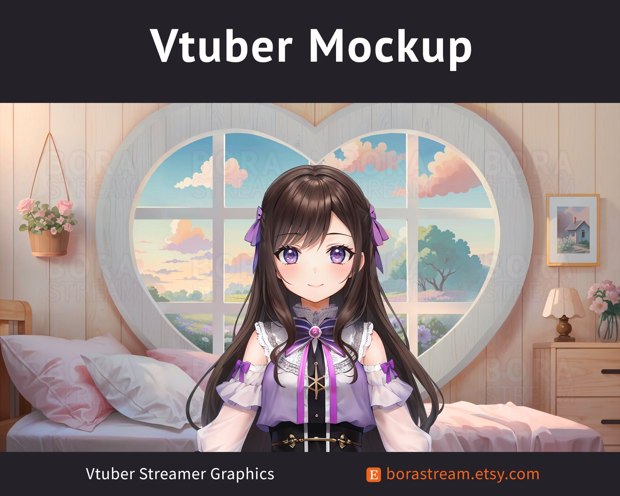 Pink Cottagecore Vtuber Background for Stream Overlay | Cozy Vtuber ...
