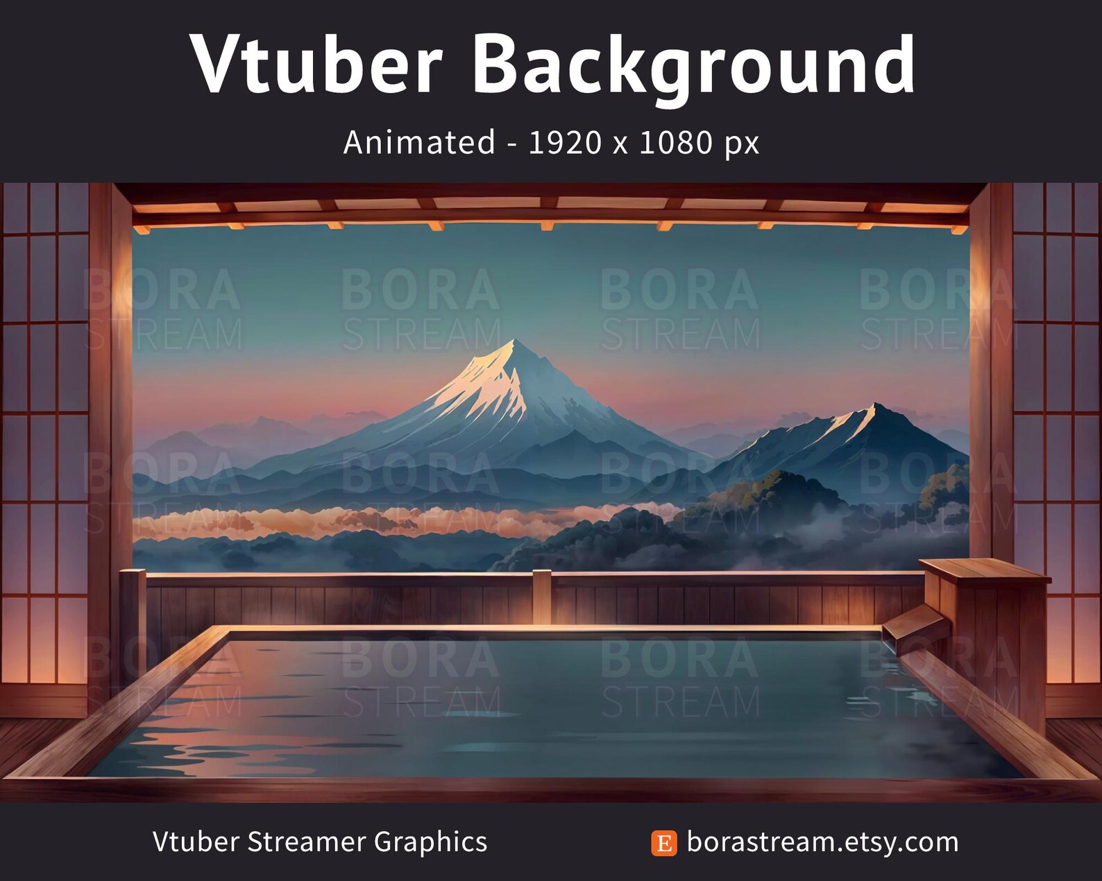 Japanese Onsen Bath Vtuber Background for Stream Overlay | Hot Tub ...