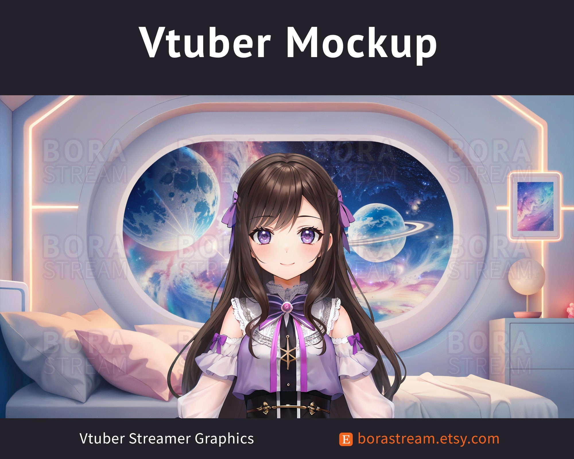Aesthetic Lofi Spaceship Vtuber Background for Stream Overlay Pastel ...