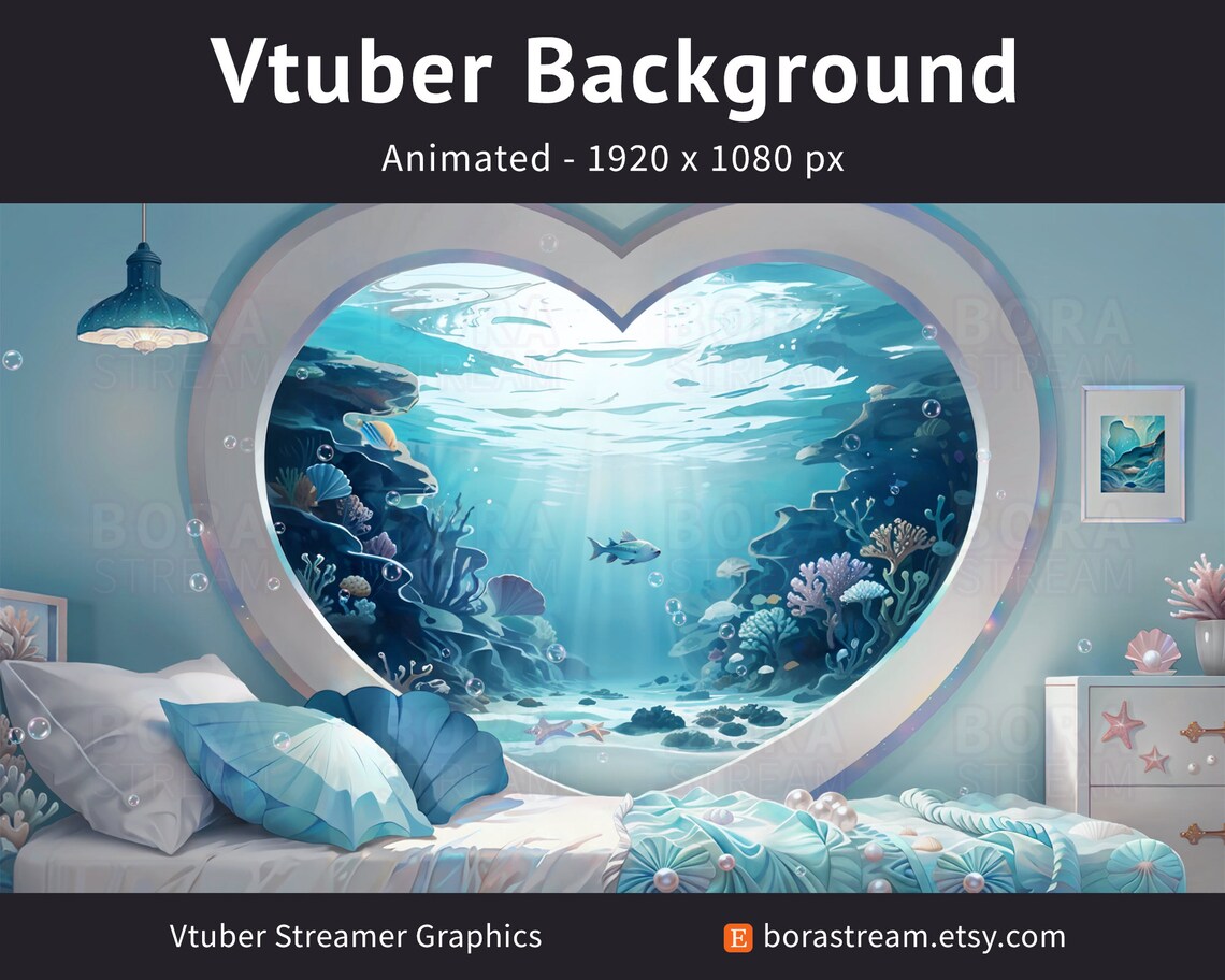 Ocean Bedroom Vtuber Background for Stream Overlay | Mermaid Vtuber ...