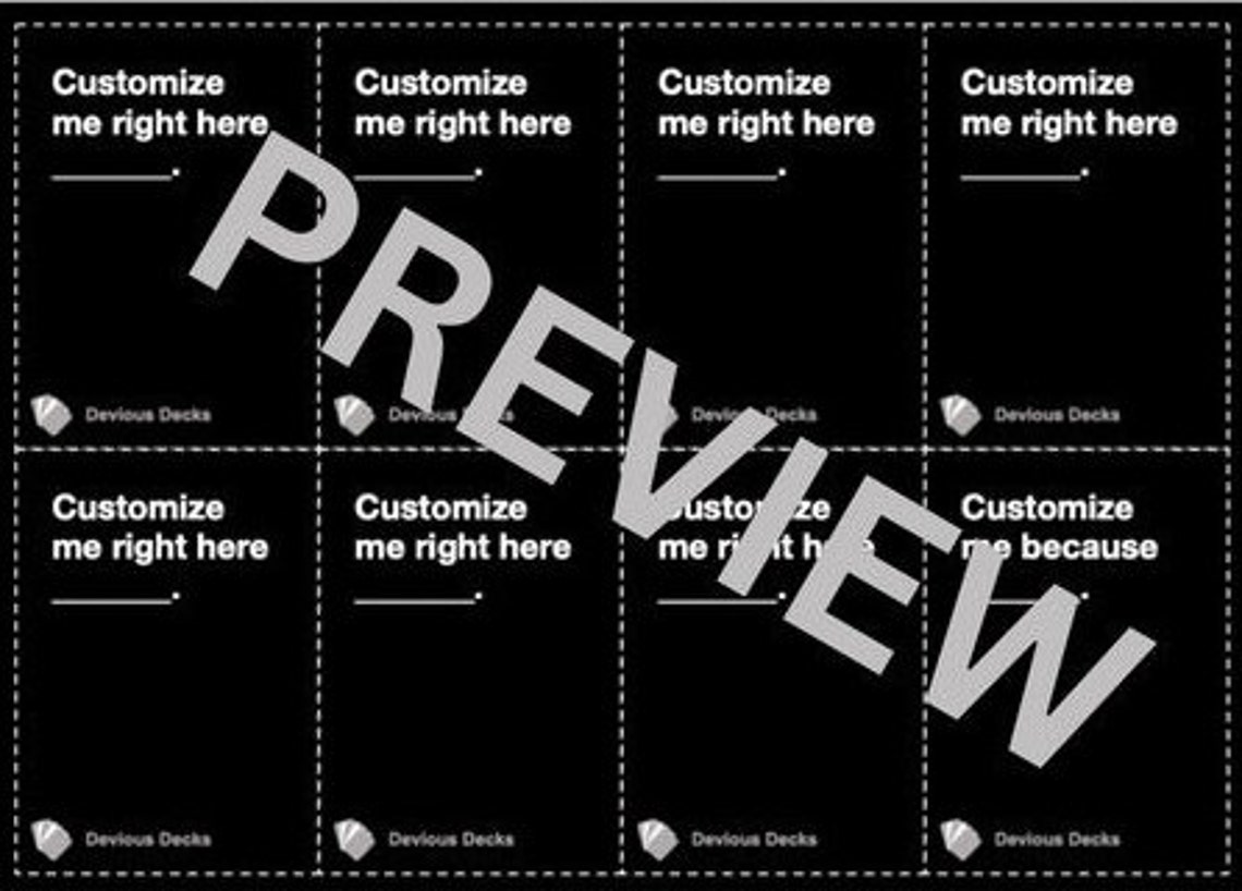 Custom Cards Against Game Custom Cards Template Instant Download Fully ...