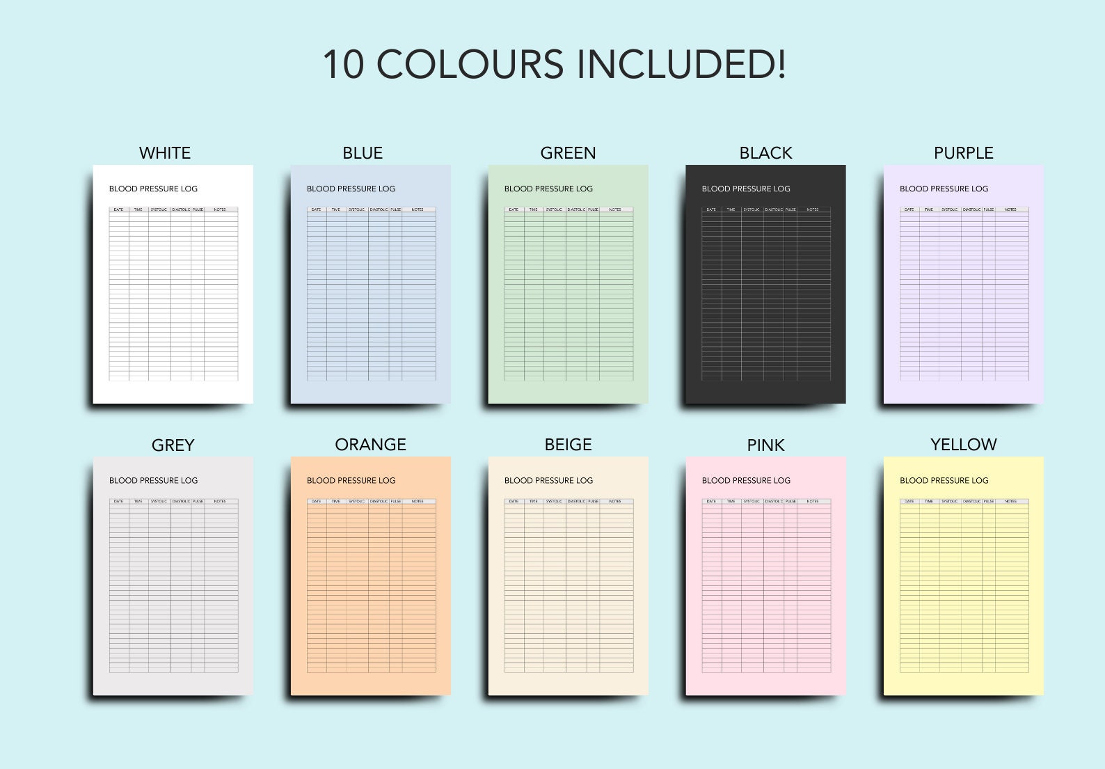 Blood Pressure Log Digital Template Blood Pressure Tracker Health Log ...