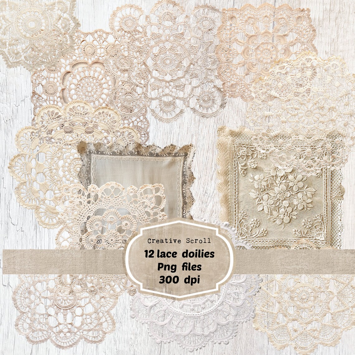 Vintage Lace Doilies Instant Download/ Digital Doilies/ Printable ...