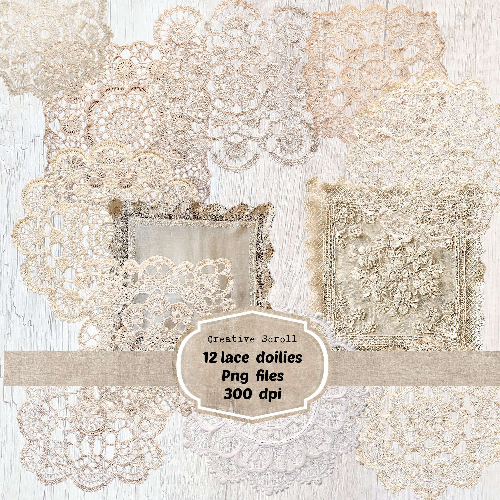 Vintage Lace Doilies Instant Download/ Digital Doilies/ Printable ...