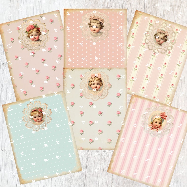 Vintage Baby Girl Printable Paper Pack/ Digital Paper/ Baby Printable ...