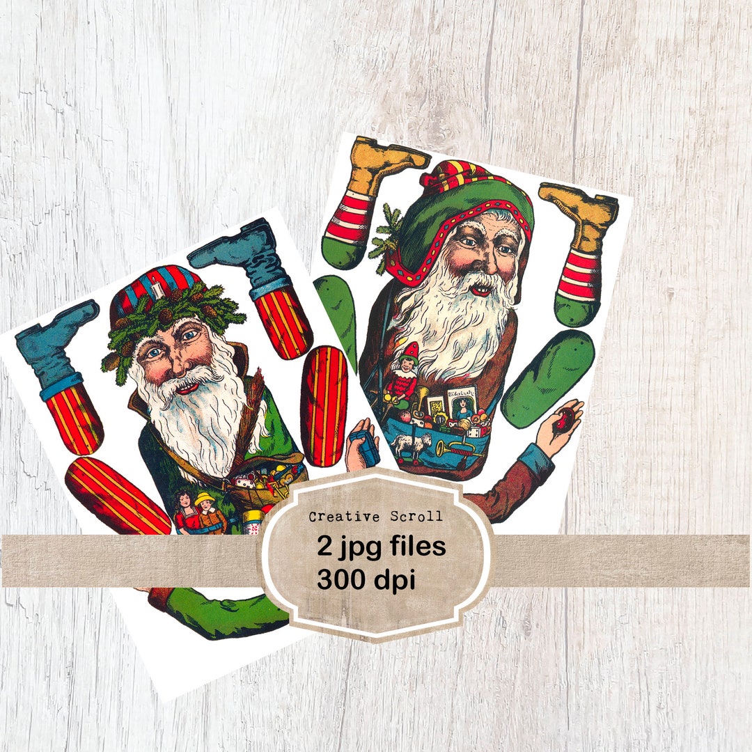 Printable Santa Puppet/ Vintage Paper Santa/ Instant Digital Download ...