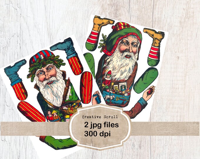 Christmas Paper Dolls INSTANT DOWNLOAD Printable Kids DIY Craft, Santa ...
