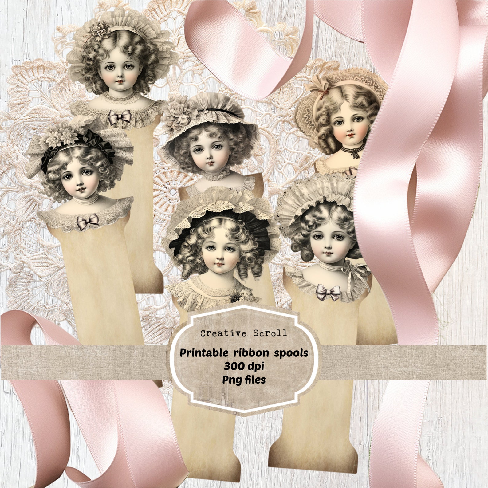 Printable Ribbon Spools/ Paper Lace Spools / Instant Digital Download ...