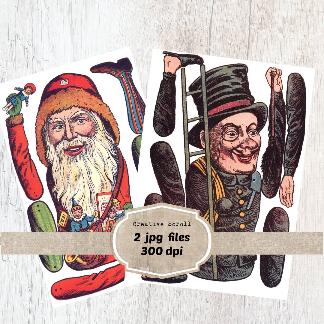 Printable Santa Puppet/ Vintage Paper Santa/ Instant Digital Download ...