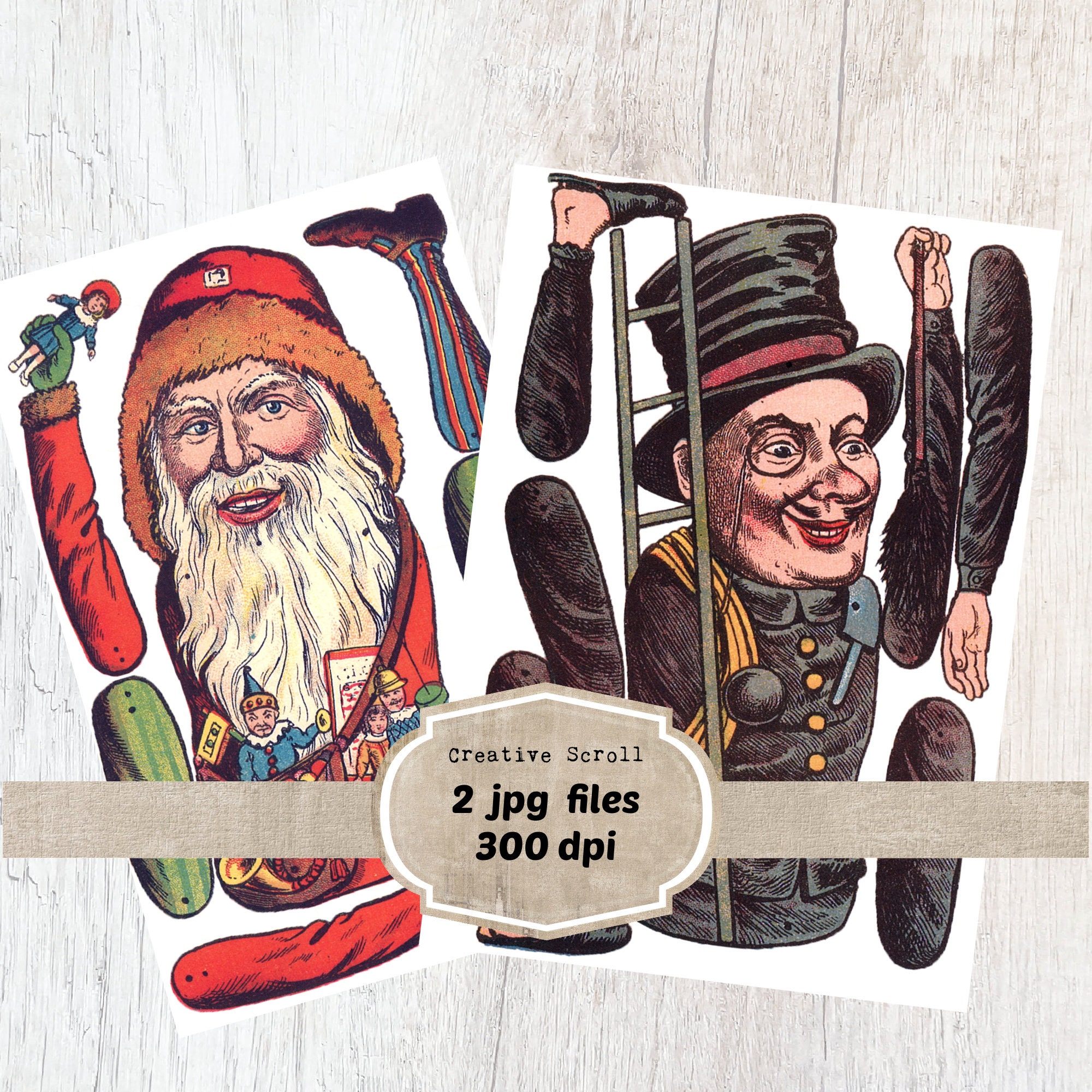 Printable Santa Puppet/ Vintage Paper Santa/ Instant Digital Download ...