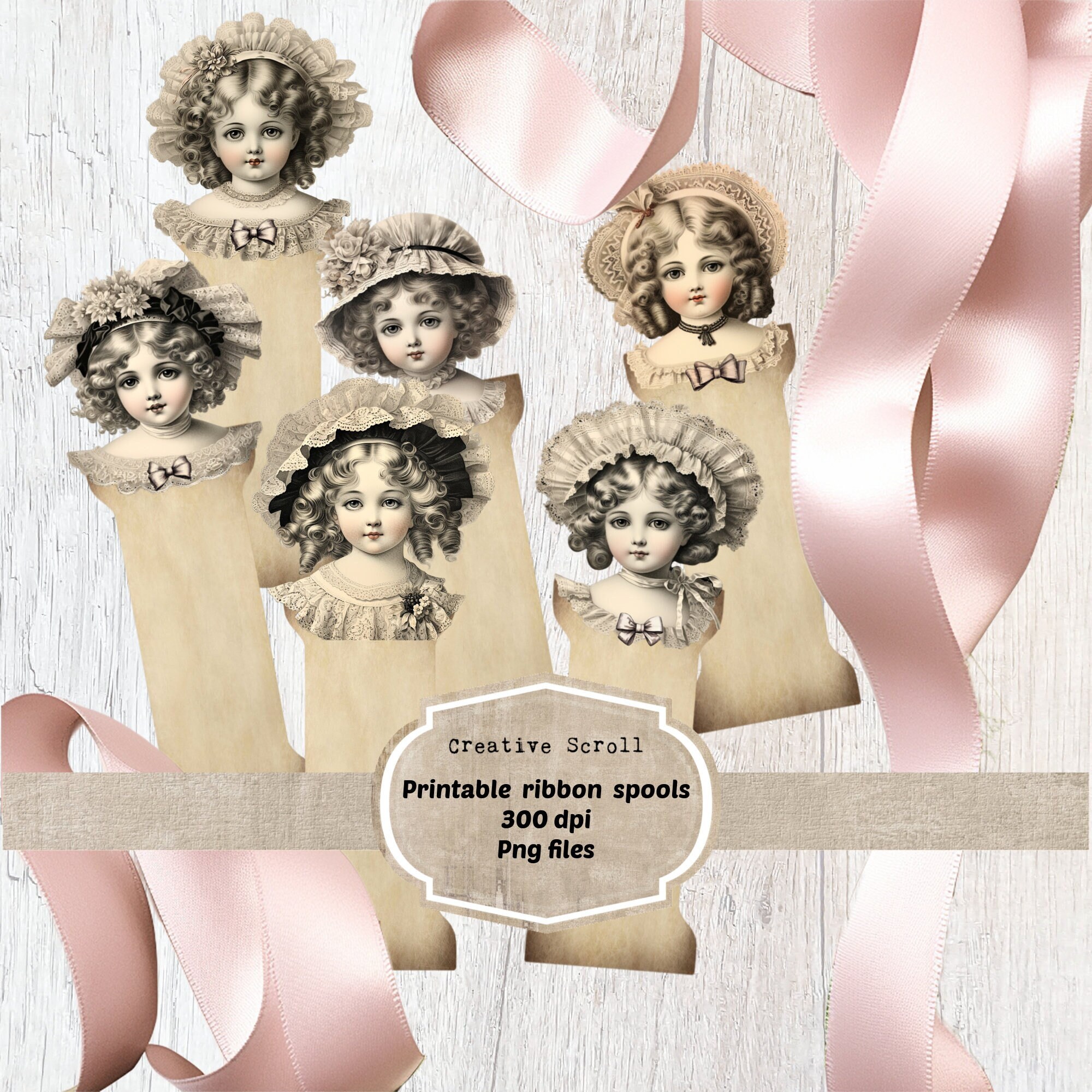 Printable Ribbon Spools/ Paper Lace Spools / Instant Digital Download ...