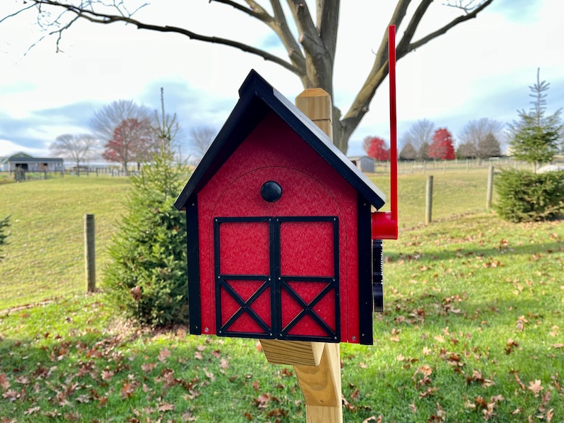 Tractor Mailbox | Red Black Mailbox | Farmer Mailbox | Farm Mailbox ...