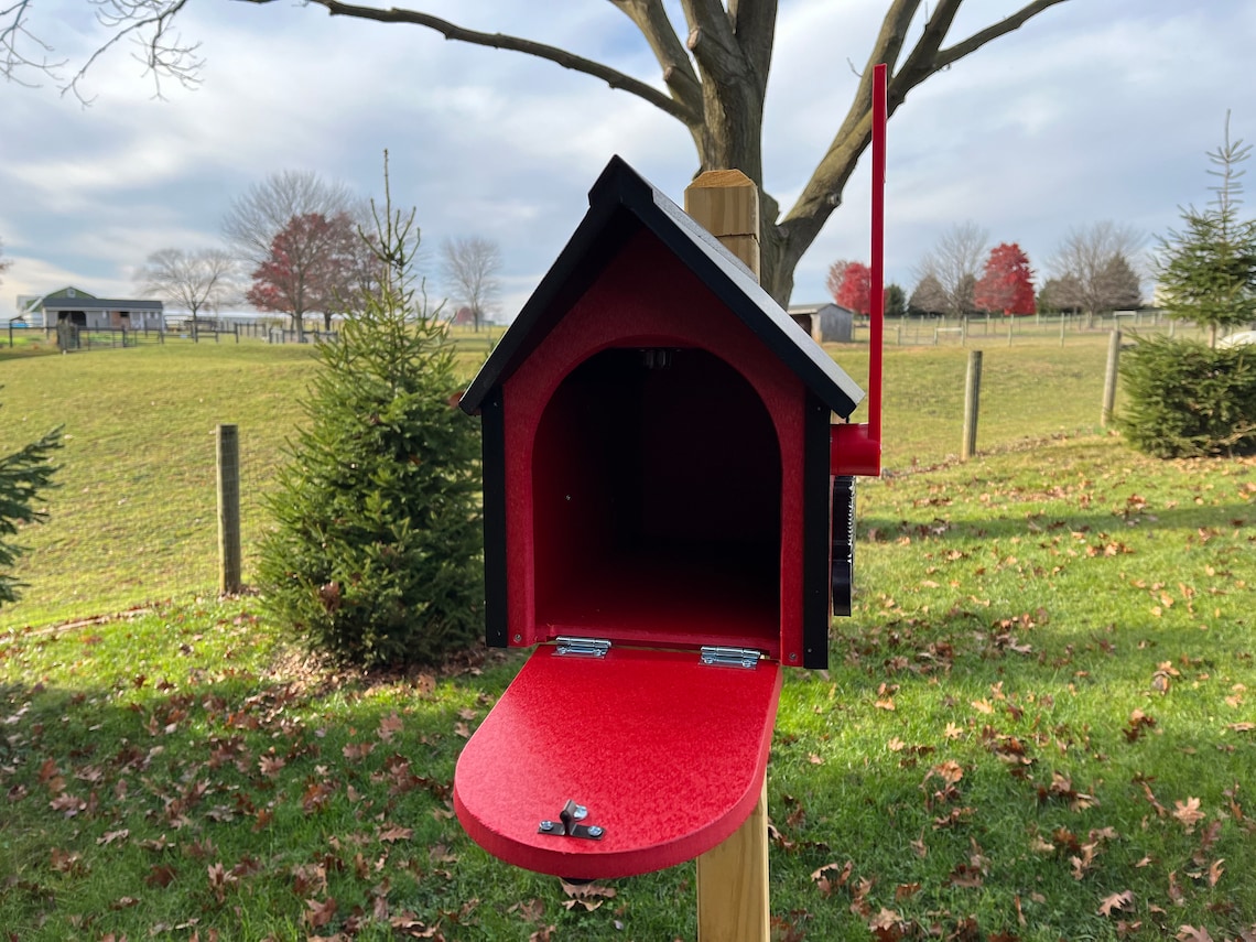 Tractor Mailbox | Red Black Mailbox | Farmer Mailbox | Farm Mailbox ...