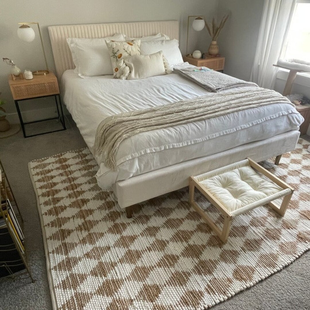 Hand Woven Cotton Jute Rug Diamond Pattern Boho Decor - Etsy