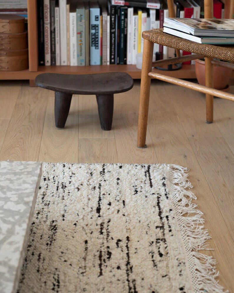 Handwoven Chunky Wool Rug With Black and White Sheep Wool, Scandinavian ...
