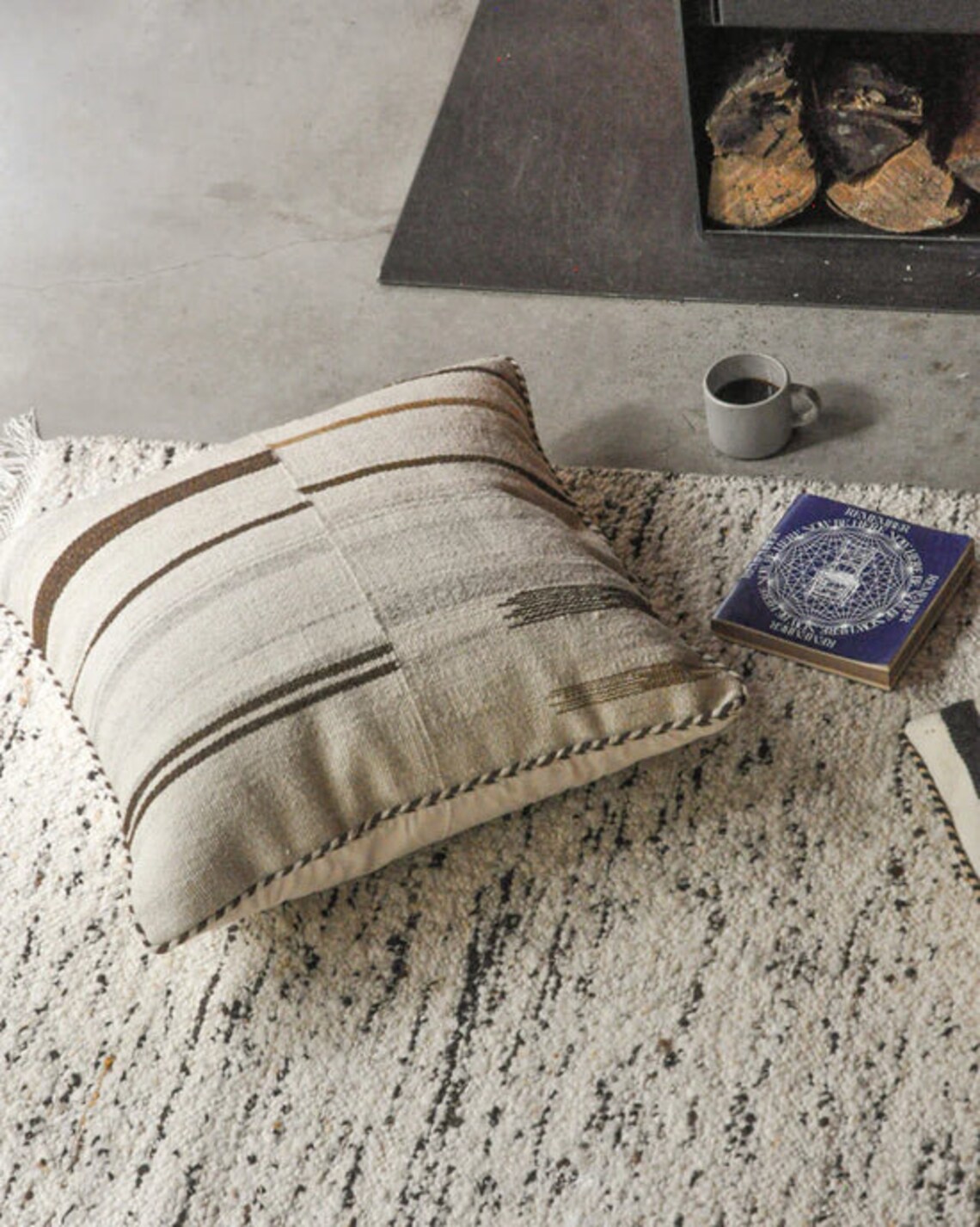 Handwoven Chunky Wool Rug With Black and White Sheep Wool, Scandinavian ...