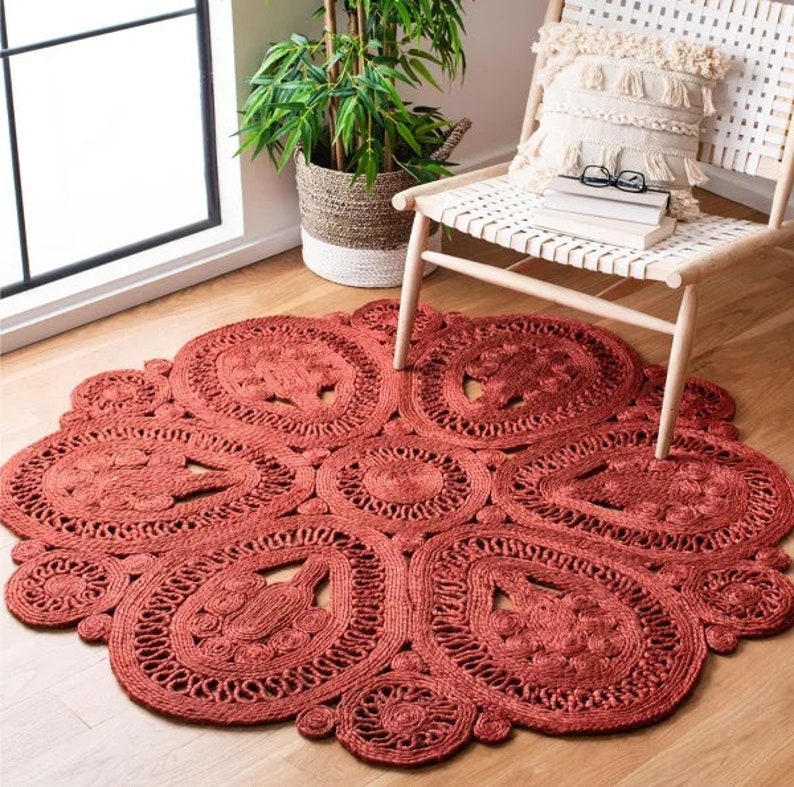 Hand-woven Circle Jute Rugs Unique Round Area Rug for Home Decor - Etsy