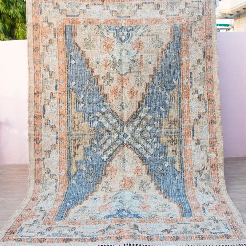 Blue Dhurrie Rug - Etsy