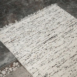 Handwoven Chunky Wool Rug With Black and White Sheep Wool, Scandinavian ...