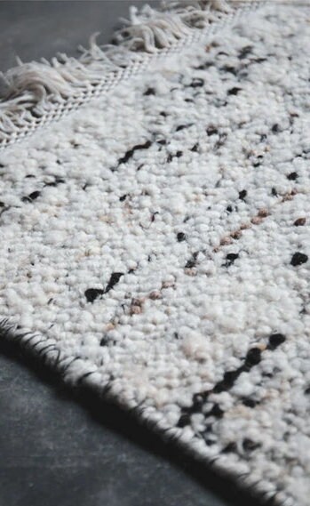 Handwoven Chunky Wool Rug With Black and White Sheep Wool, Scandinavian ...