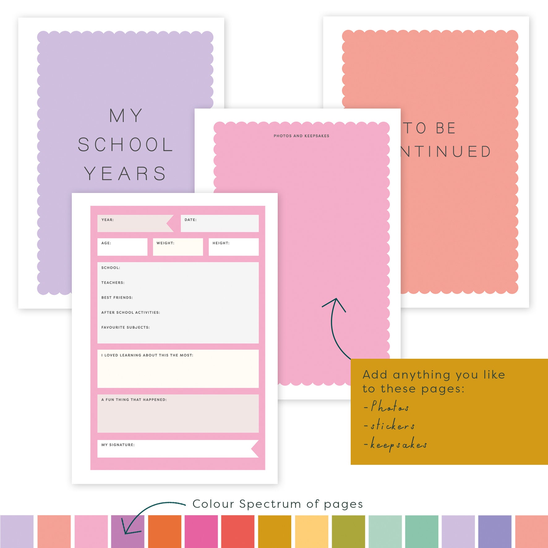 Printable Girls My School Years Book . INSTANT DOWNLOAD . School ...