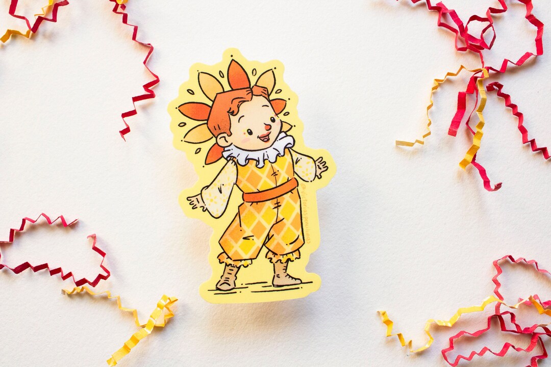 Chibi/circus/vaudeville Sun Clown Inspired Sticker - Etsy