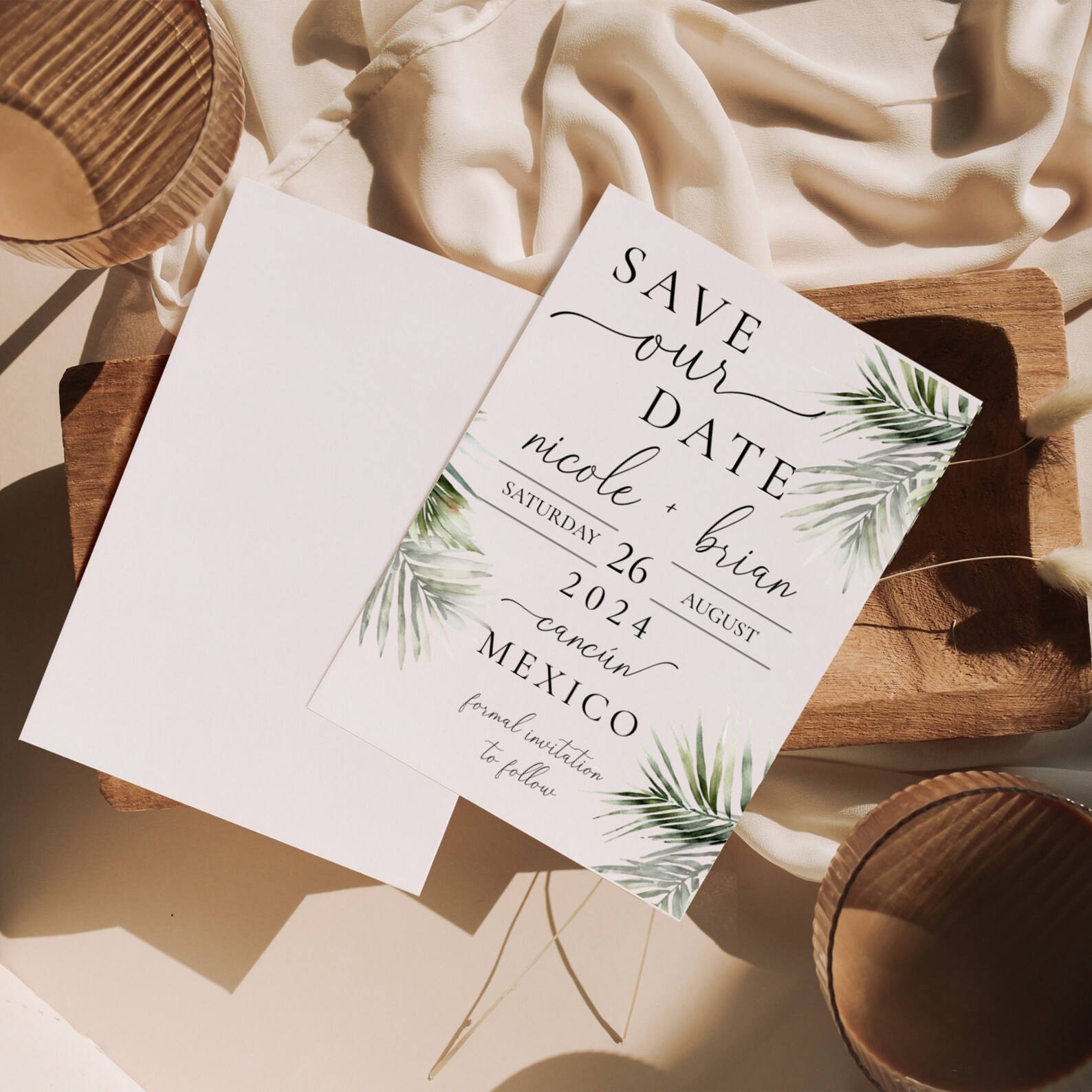 Save the Date Template Palm Trees,palm Tree Save the Date,beach Wedding ...