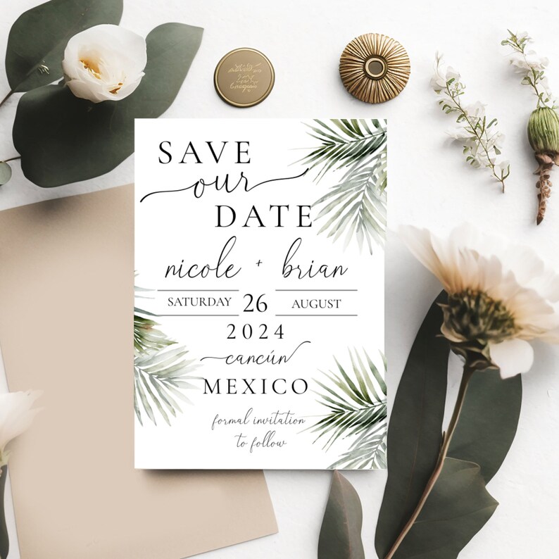 Save the Date Template Palm Trees,palm Tree Save the Date,beach Wedding,tropical Save the Date ...