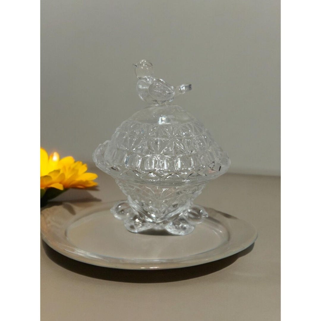 Vintage Hofbauer Byrdes Bird Lead Crystal Footed Container - Etsy