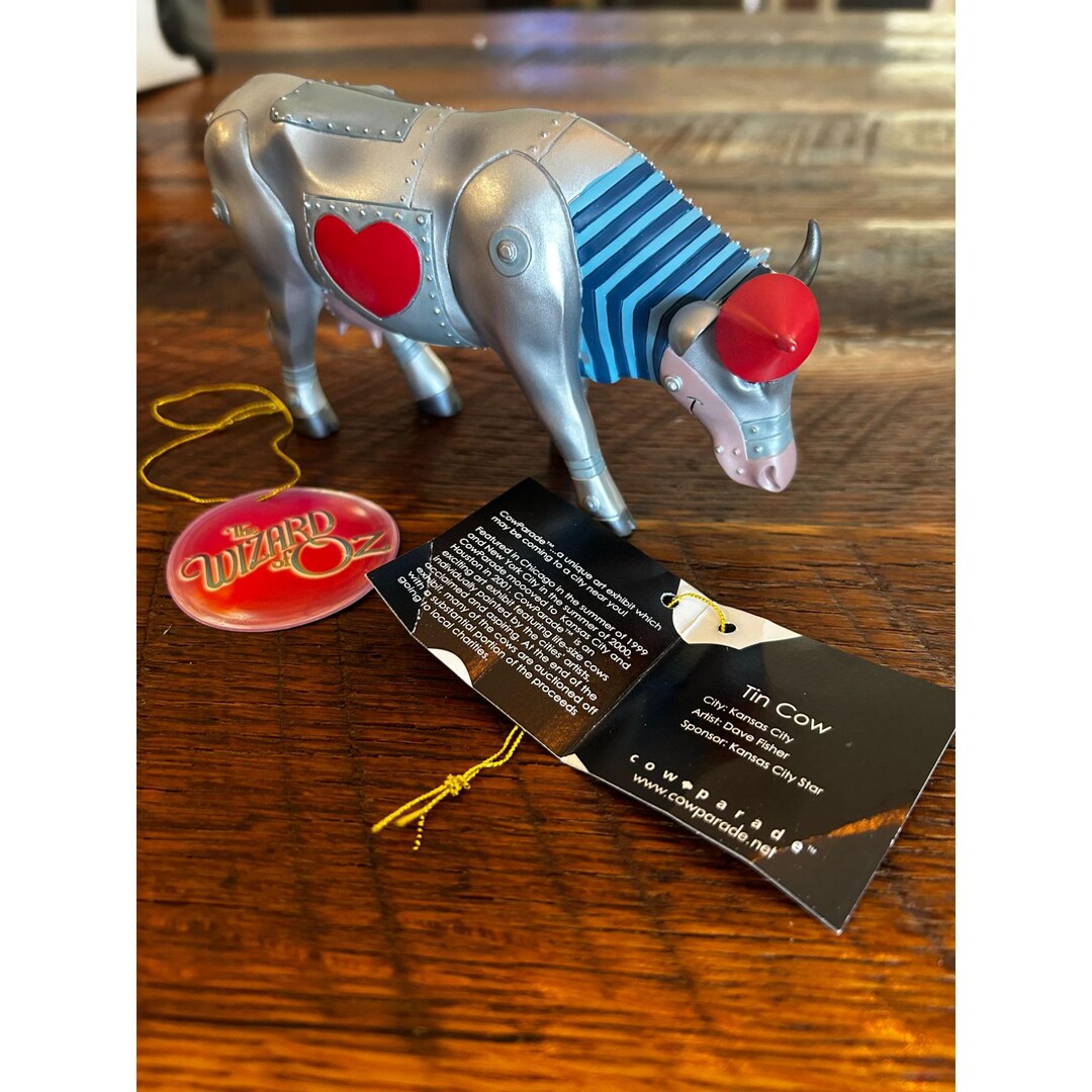 Cowparade Tin Cow Wizard of Oz Collectible Figurine W/ Heart & Striped ...