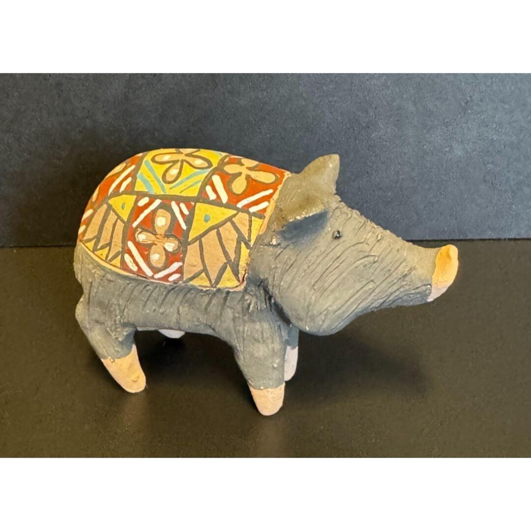 Handmade Ceramic Pig Figurine With Vibrant Geometric Painted Saddle - Etsy