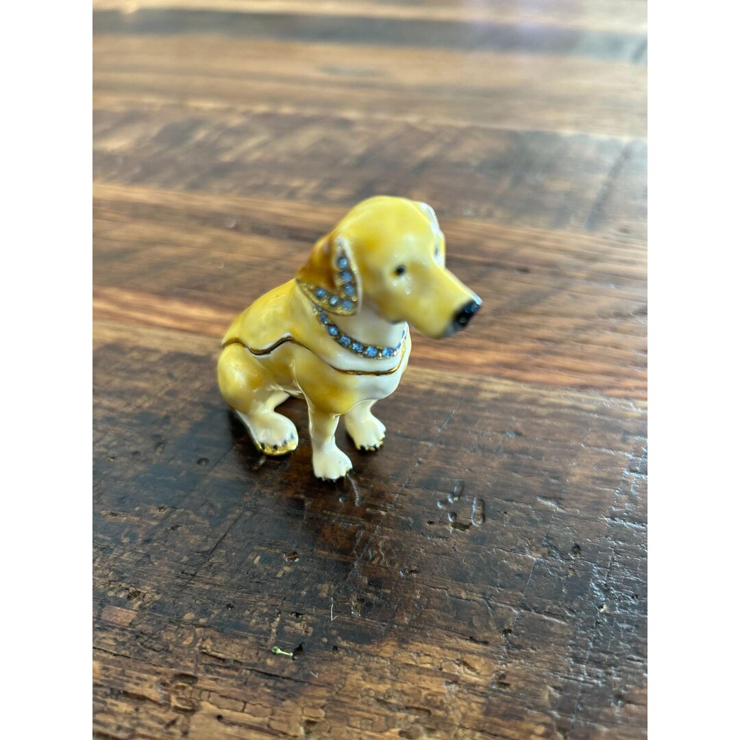 Yellow Labrador Dog Trinket Box With Rhinestone Collar & Hinged Lid - Etsy