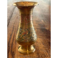 Vintage India Brass Vase Hand Painted - Etsy
