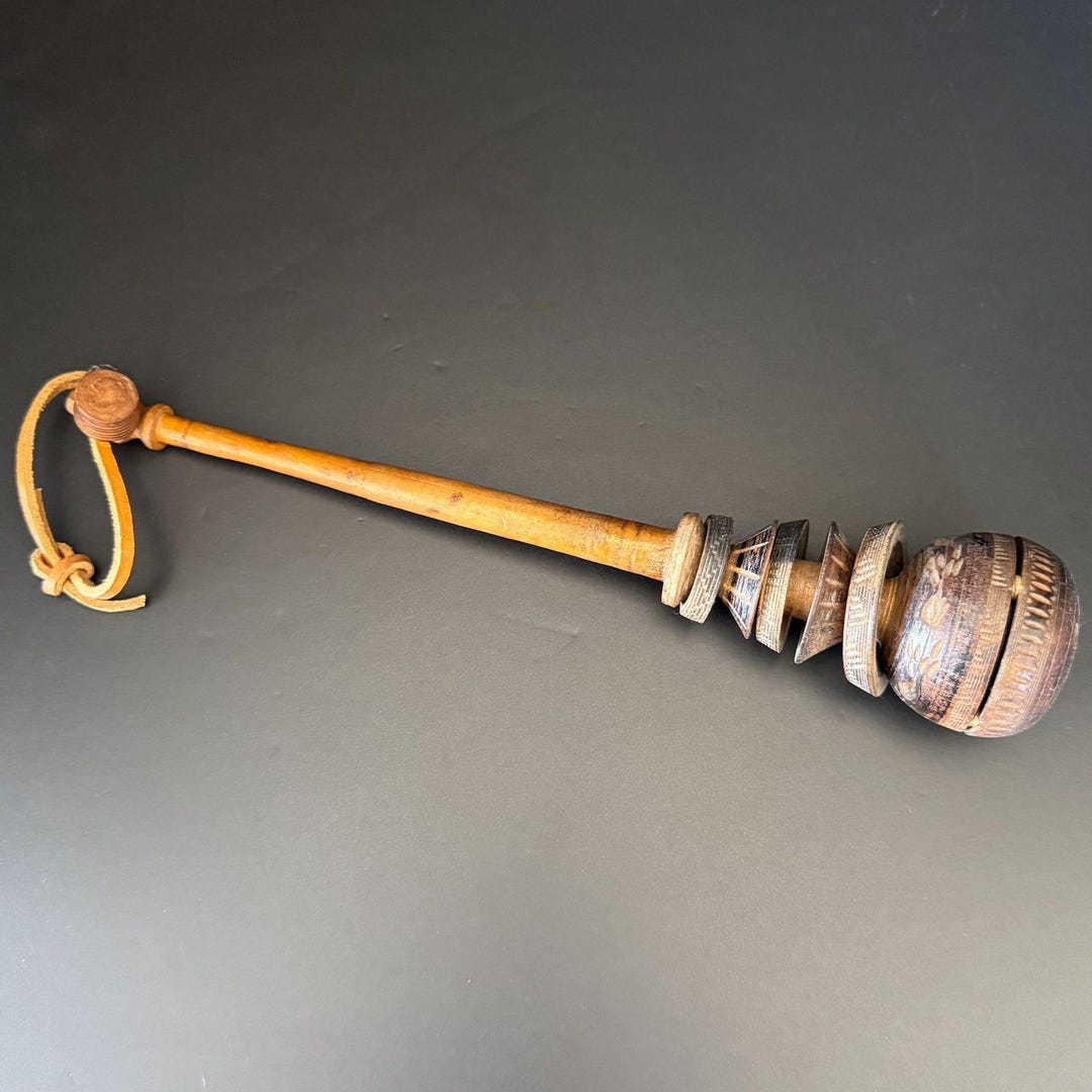Vintage Wooden Mexican Molinillo With Leather Strap & Hand-carved ...