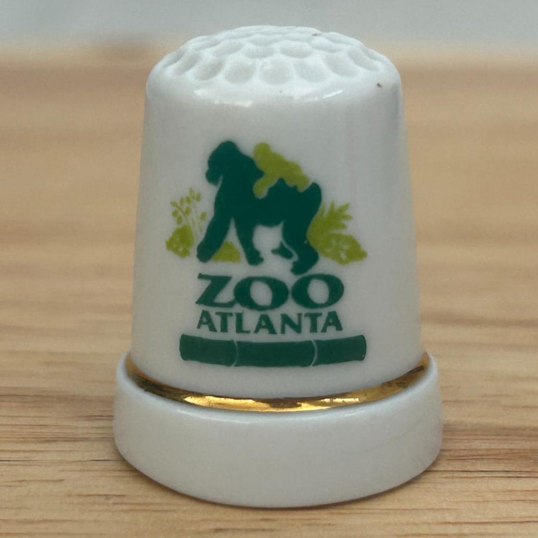 Zoo Atlanta Souvenir Thimble Ceramic Sewing Collectible With Gold Trim ...