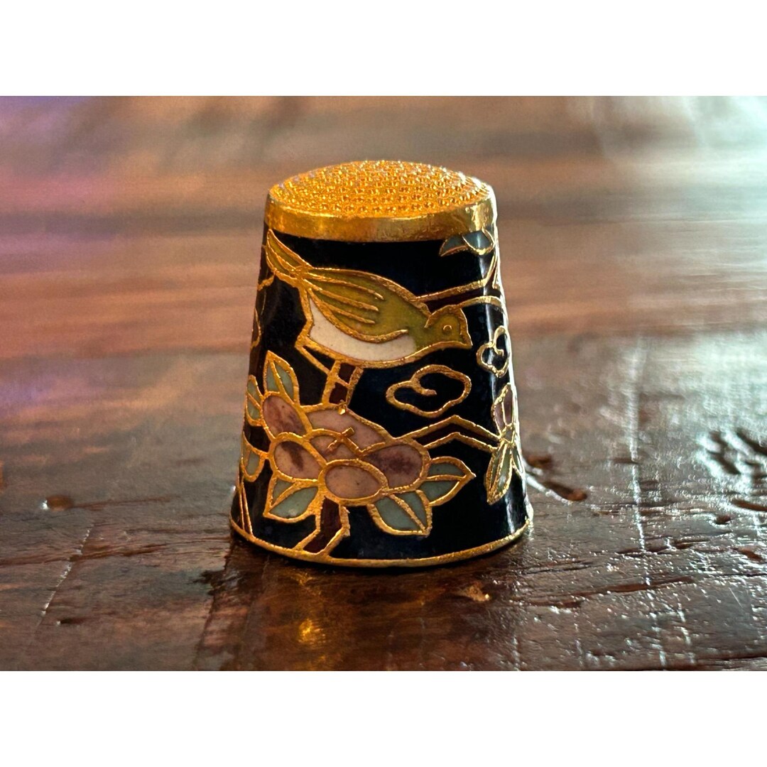 Vintage Cloisonné Thimble With Bird & Floral Design - Etsy