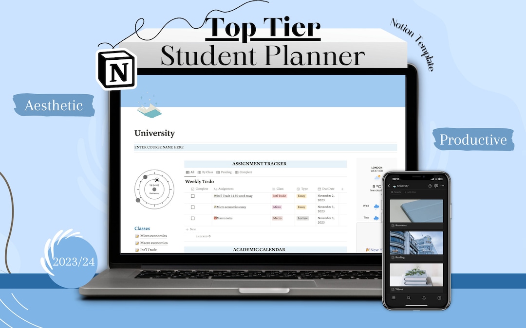 2024 Top Tier Ultimate Student Planner Notion Template | Study Planner ...