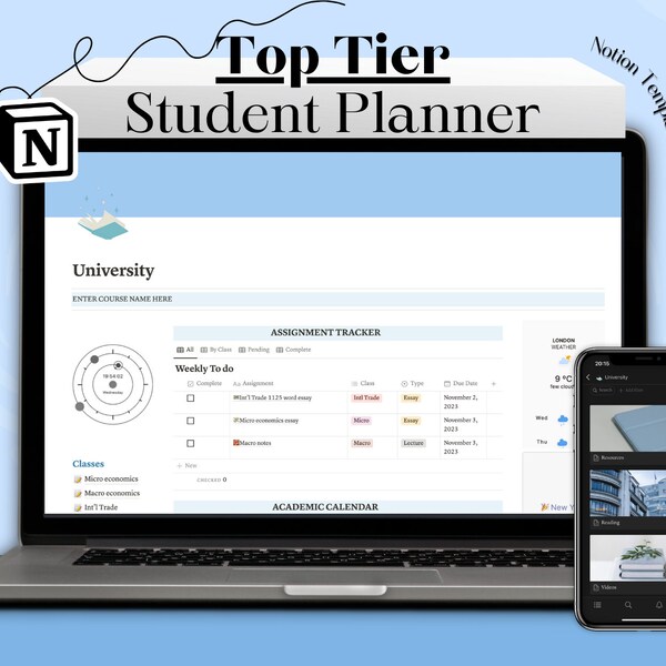 Notion Student Dashboard Template - Etsy